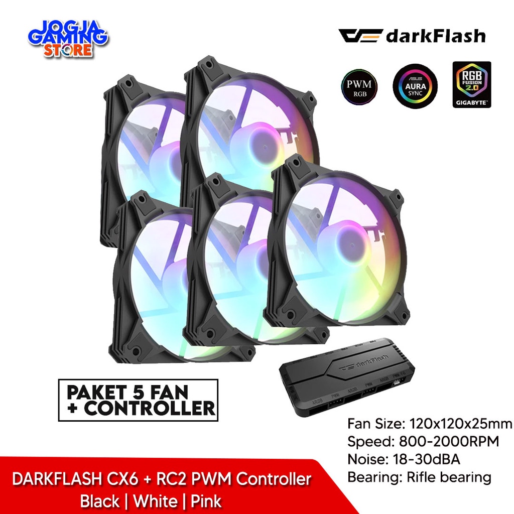 Jual DARKFLASH CX6 PWM RGB FAN + RC2 PWM CONTROLLER | Shopee Indonesia