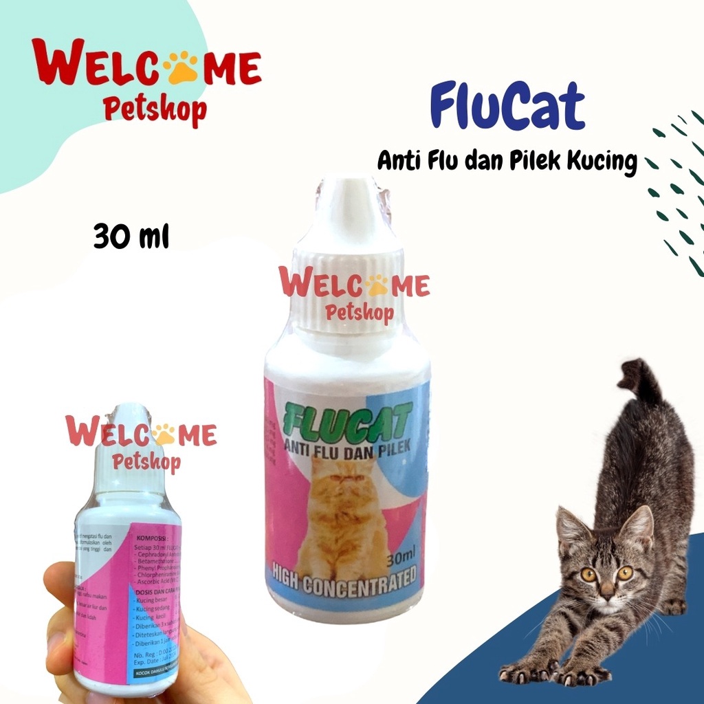 Jual Flucat Drop Obat Kucing Anti Flu Pilek Ingusan Bersin Flu Cat 30ml ...