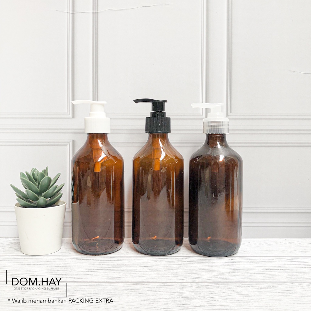 Jual 300ml Botol Kaca Pump Lotion Cokelat Amber Jumbo Soap Dispenser ...