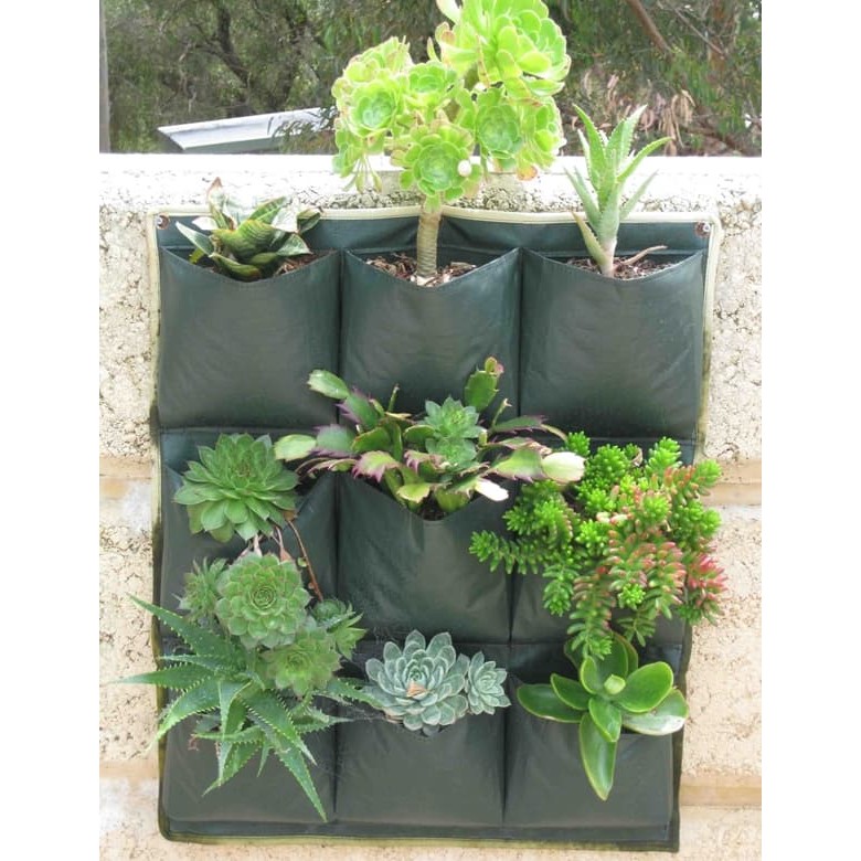 Jual wall planter 9 kantong BAG pot tanaman bunga gantung di dinding ...