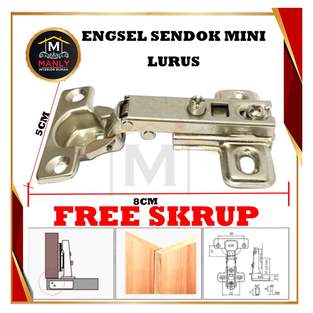 Jual Engsel Sendok Mini 26 mm isi (1 pcs) / Engsel Pintu Lemari Kecil ...