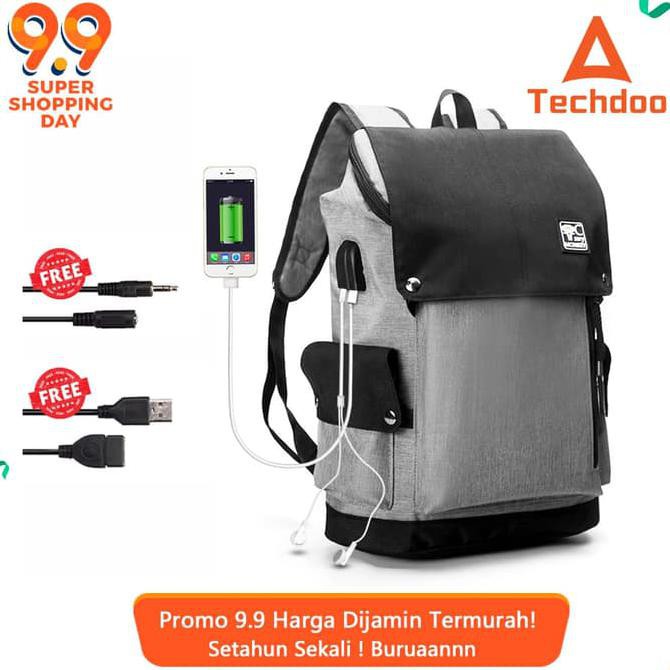 Jual Tas Usb Ransel Pria Anti Maling Korea Smart Backpack Free Kabel ...