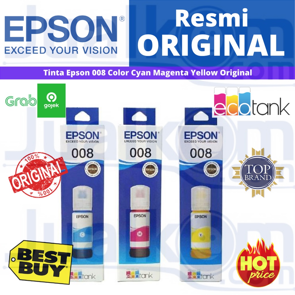 Jual Tinta Epson 008 Colour Cyan Magenta Yellow Original | Shopee Indonesia