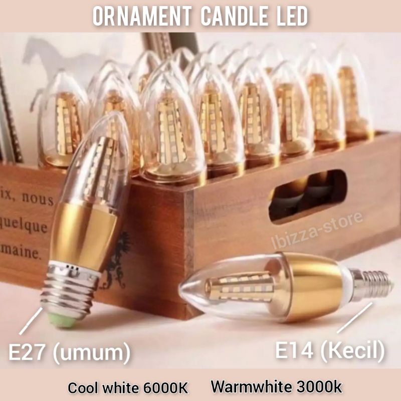 Jual Lampu LED Candle 5w kuning jantung jagung 5w lilin 5watt - E14 - E27- Lampu hias Lampu ...