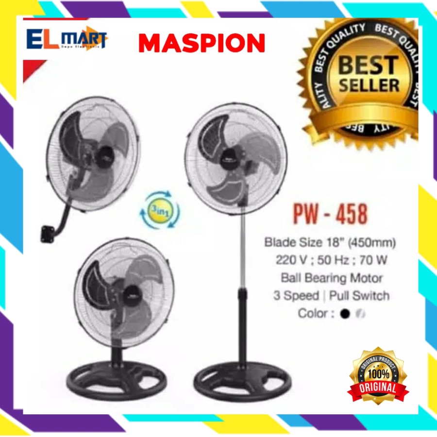 Jual Kipas Angin Maspion Power Fan 3in1 18 inch PW 458 - PW458 Desk ...