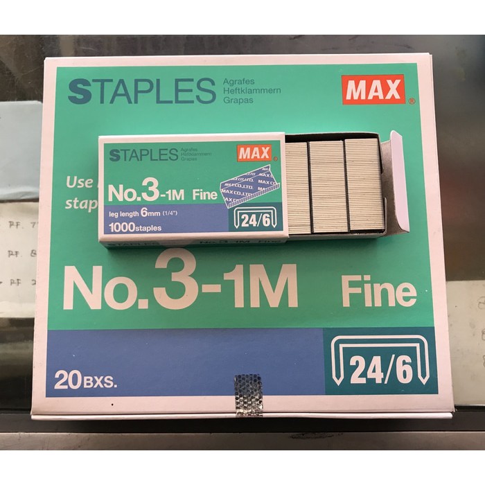 Jual isi staples max no 3-1m 24/6 - isi staples besar ORI | Shopee ...