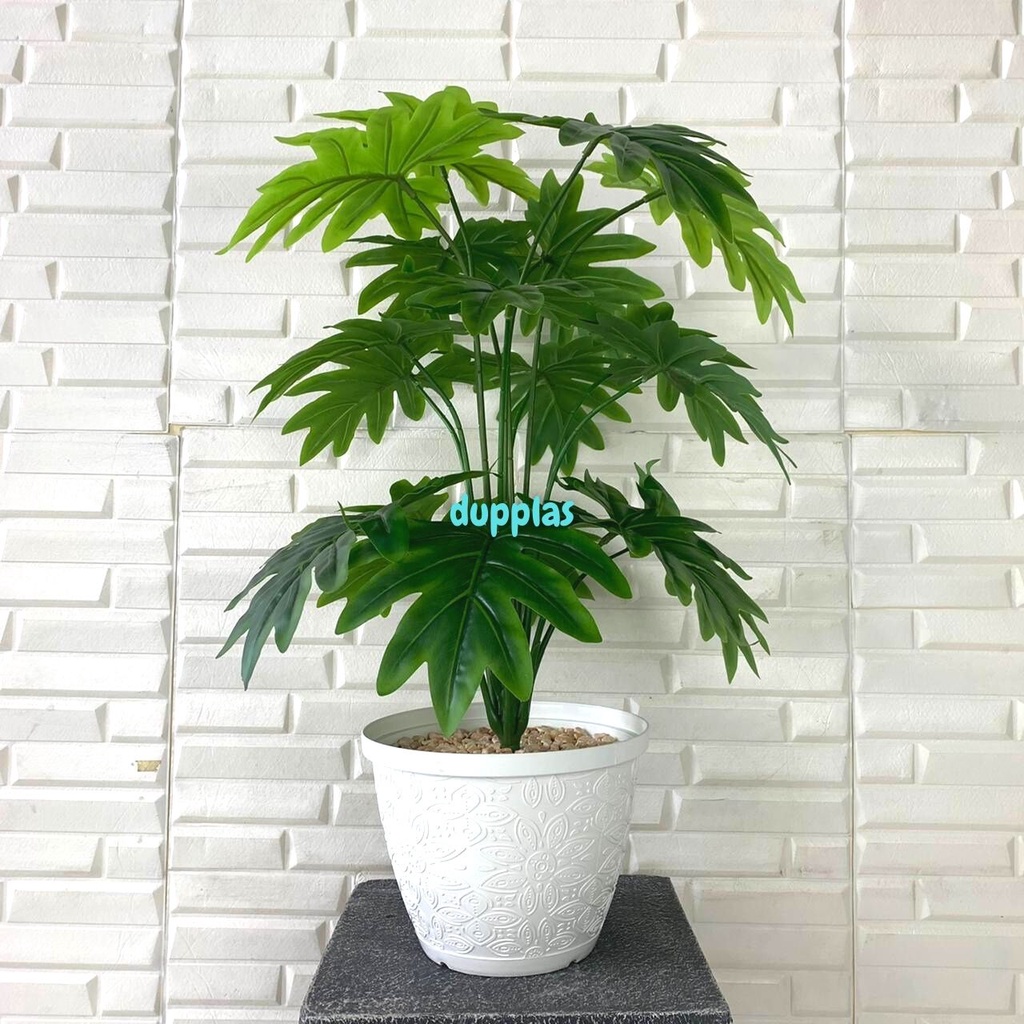 Jual Pohon Hias Daun Monstera Jari Philo X18 Semi Latex Artificial Pot ...