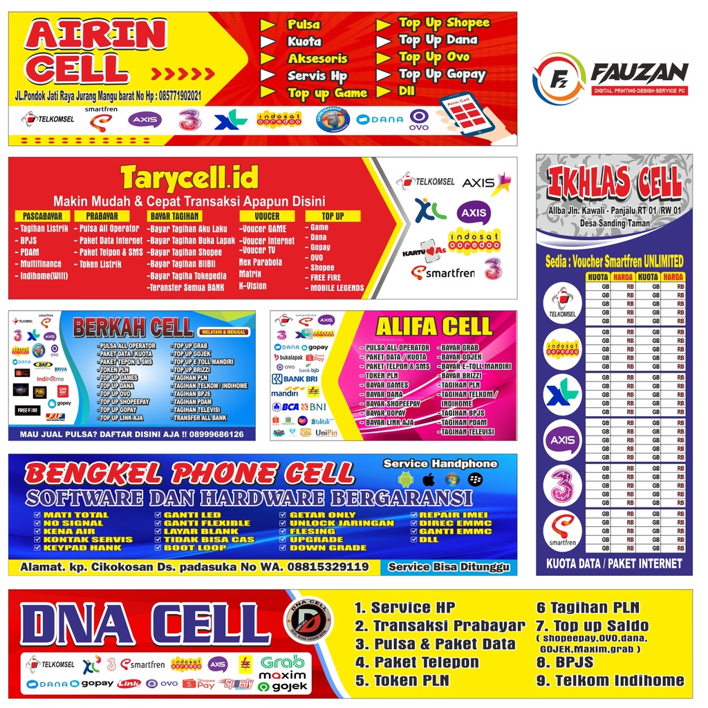 Jual Spanduk Banner Konter pulsa / Celluler Custom 1 hari jadi bahan ...