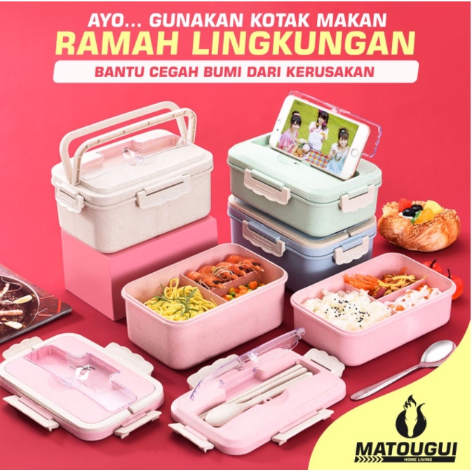 Jual MATOUGUI - Kotak Tempat Makan / Lunch Box / Bpa Free / PP Jerami Gandum / Bento 1000 ML DAN ...