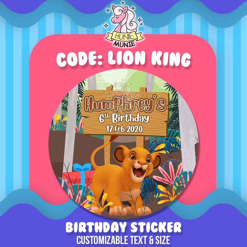 Jual Sticker Birthday Custom - The Lion King Simba (20pcs) Stiker Ulang ...
