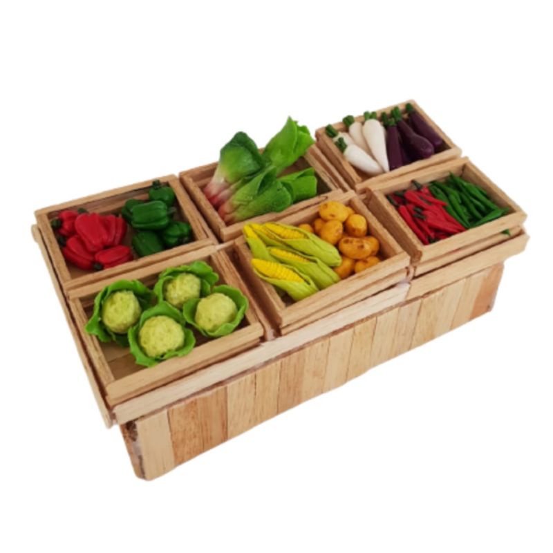 Jual Miniature 6 Box Sayur + Meja skala 1:12 | Shopee Indonesia