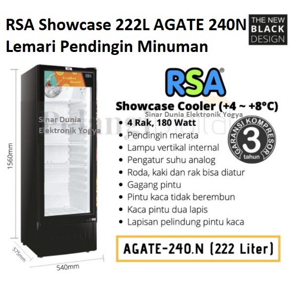 Jual RSA Showcase 222 Liter Display Cooler AGATE-240N AGATE 240N AGATE ...