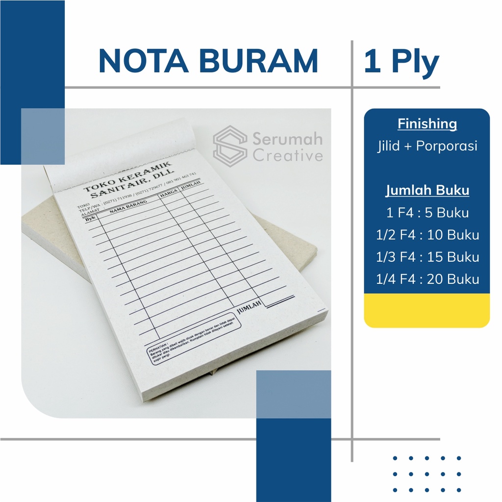 Jual Cetak Custom Nota Buram 1 Ply 1 Warna | Shopee Indonesia