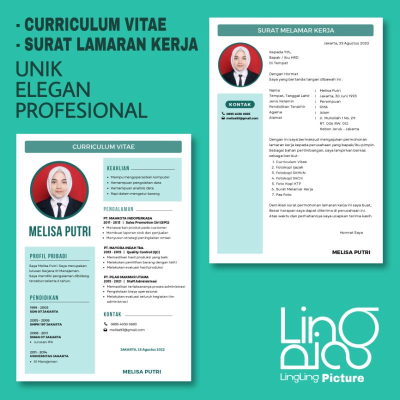 Jual Jasa Desain Curriculum Vitae, Resume, Surat Lamaran Kerja, SIMPLE PROSES CEPAT | Shopee ...