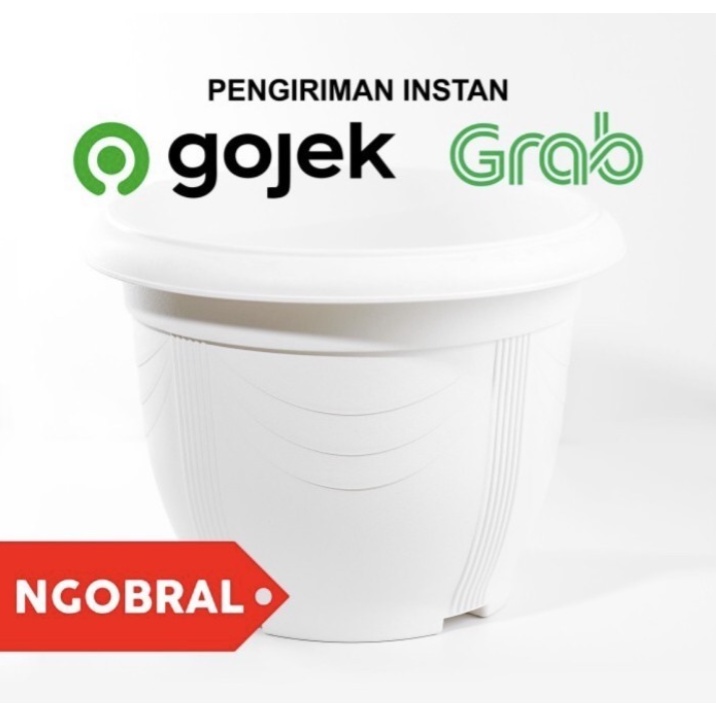 Jual GOJEK / GRAB - Pot Besar 55 TEBAL / Pot Tanaman Plastik POT PUTIH ...