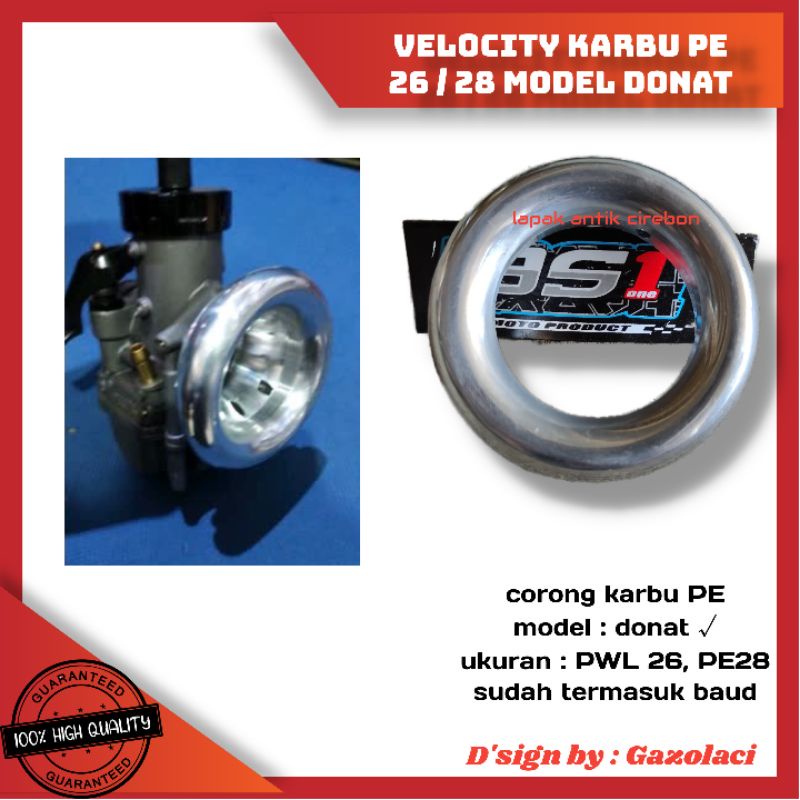 Jual velocity corong karbu model donat PE 28 26 velostok karburator PWL ...
