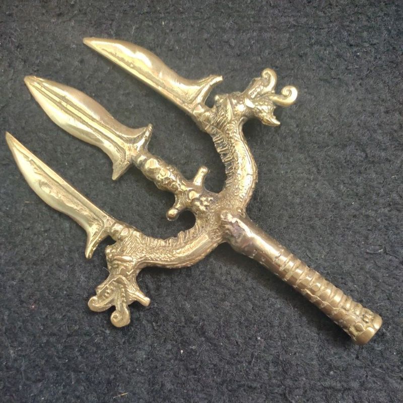 Jual Tombak Trisula Pataka Naga Baruna Kuningan Kecil | Shopee Indonesia