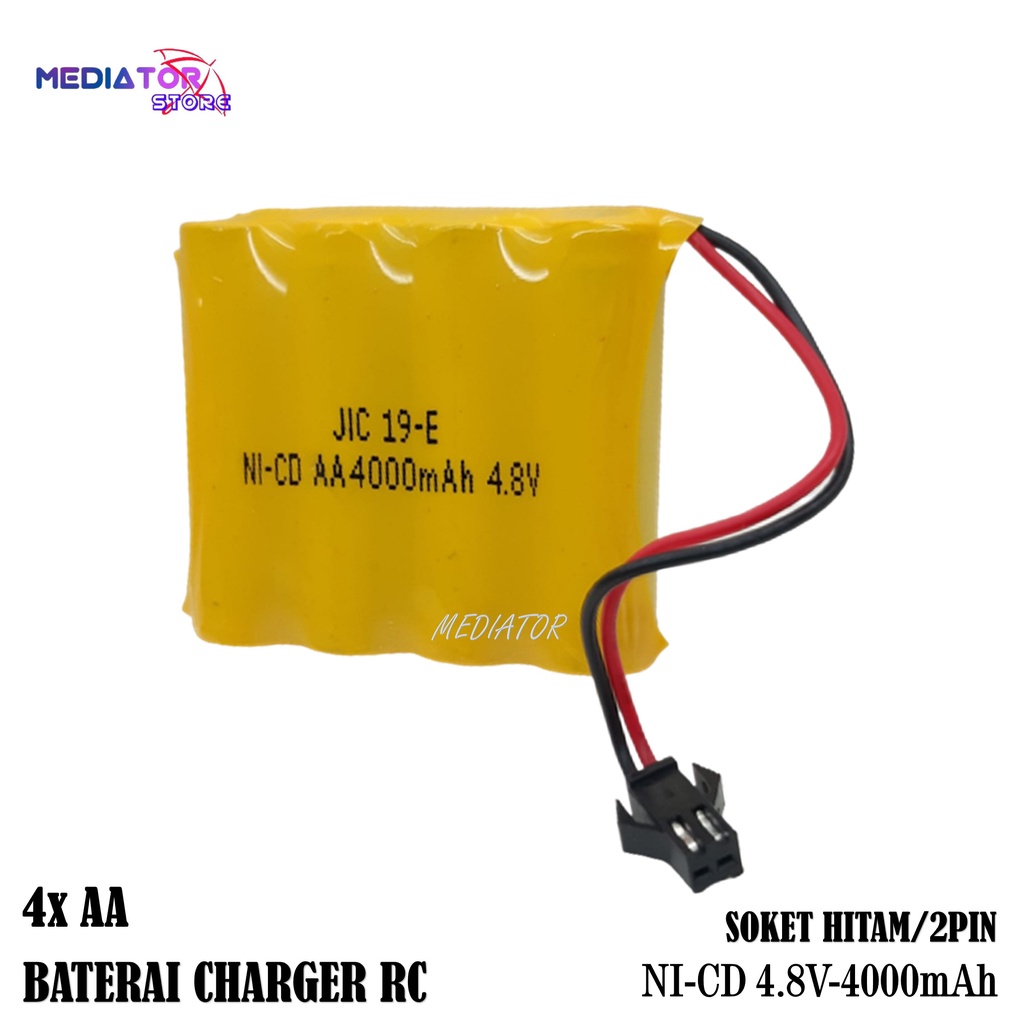 Jual Baterai Charger RC/Mainan Mobil Remot Ni-CD 4x AA Soket Hitam 4.8V ...