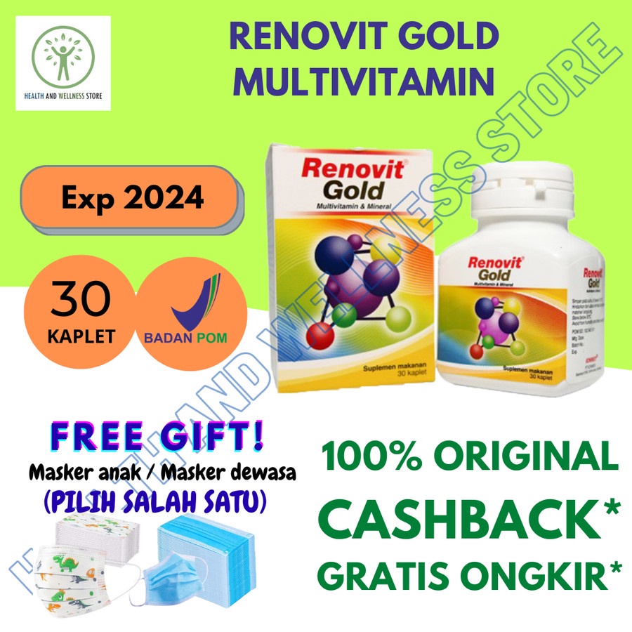 Jual RENOVIT GOLD MULTIVITAMIN BOTOL 30 KAPLET 30 TABLET UNTUK LANJUT ...