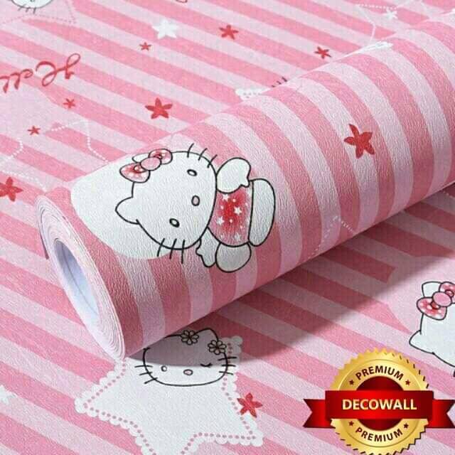 Jual HELLO KITTY GARIS PINK Soft Wallpaper sticker dinding ukuran 45 cm x 8 meter kode gh033 ...