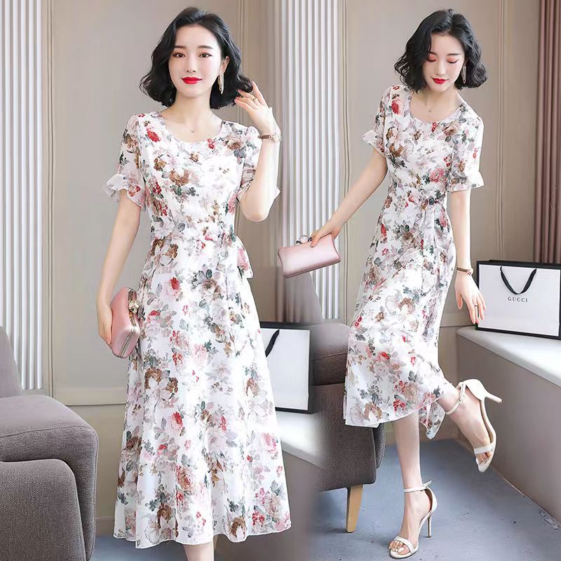 Jual temperamen gaun bunga gaya Korea baru dan rok midi yang elegan ...