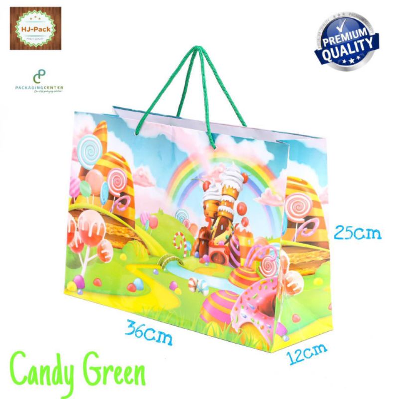 Jual (MEWAH)goodiebag CANDY GREEN tas kertas ulang tahun anak/giftbag ...