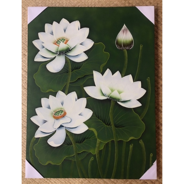 Jual Lukisan Bunga Teratai, Ukuran 60cm x 80cm (asli buatan tangan ...