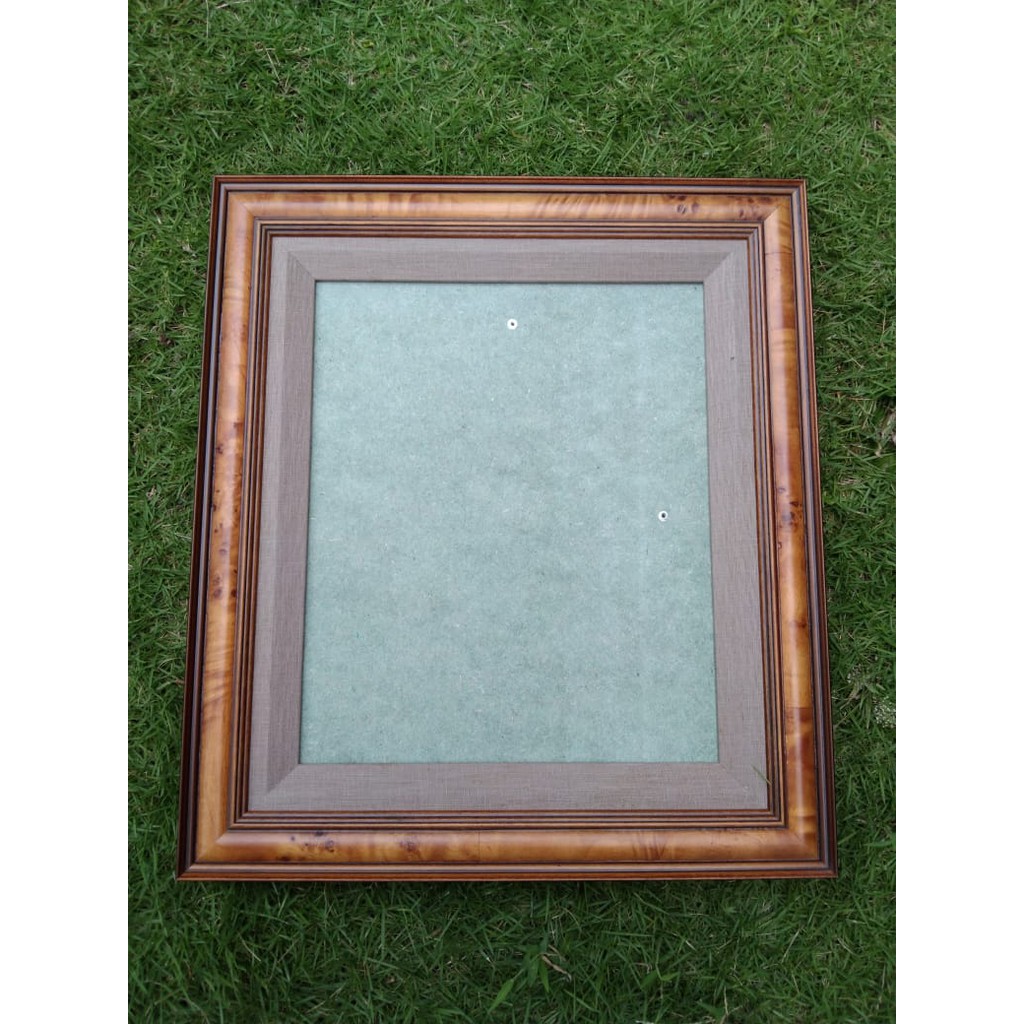 Jual Bingkai Foto / Pigura Kayu Coklat Profil DOUBLE FRAME Linen 10R ...