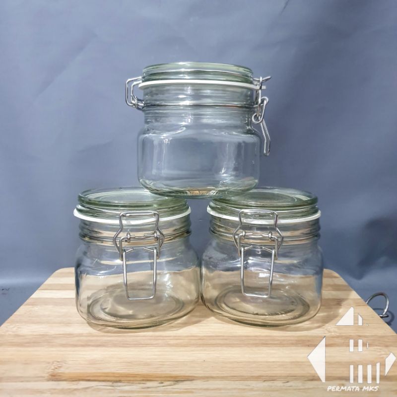 Jual Toples Kaca Bening 500ml Jepit Glass Jar Airtight Hermetico ...