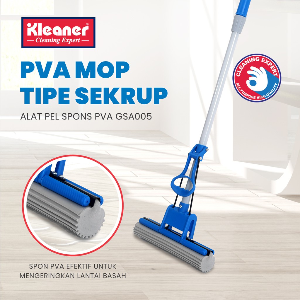Jual Kleaner Alat Pel Lantai Spons PVA Tipe Sekrup Floor Mop Pembersih ...
