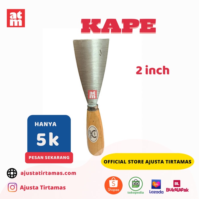 Jual SCRAPER KAPE DEMPUL CAT GAGANG KAYU 2 INCH | Shopee Indonesia