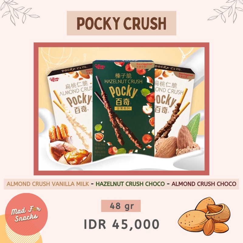 Jual [BUY 1 GET 1] - Pocky Crush (Almond Crush Vanilla Milk/ Hazelnut ...