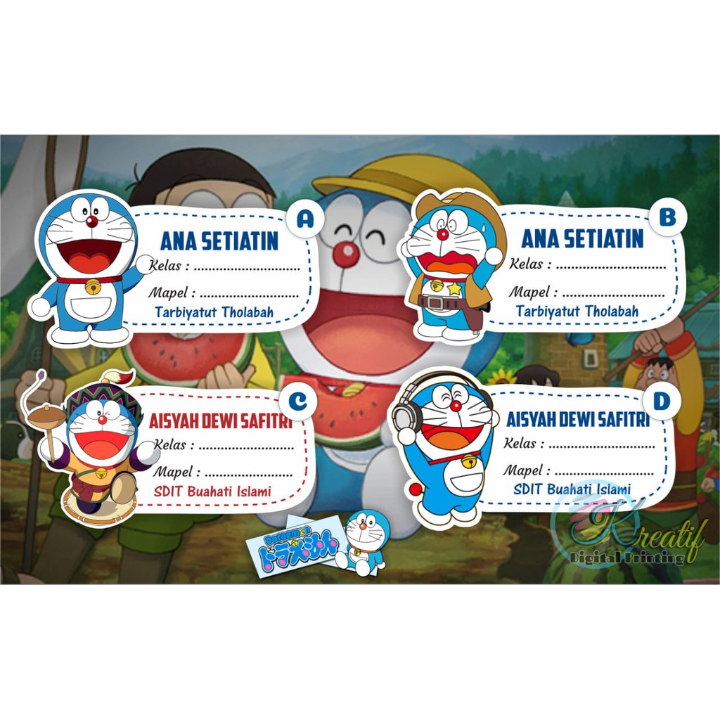 Jual Stiker nama sampul buku Tulis Tema Doraemon | Shopee Indonesia