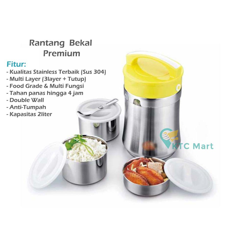 Jual KTCmart - Rantang Bekal 2 L/ Rantang Makanan Stainless Steel ...