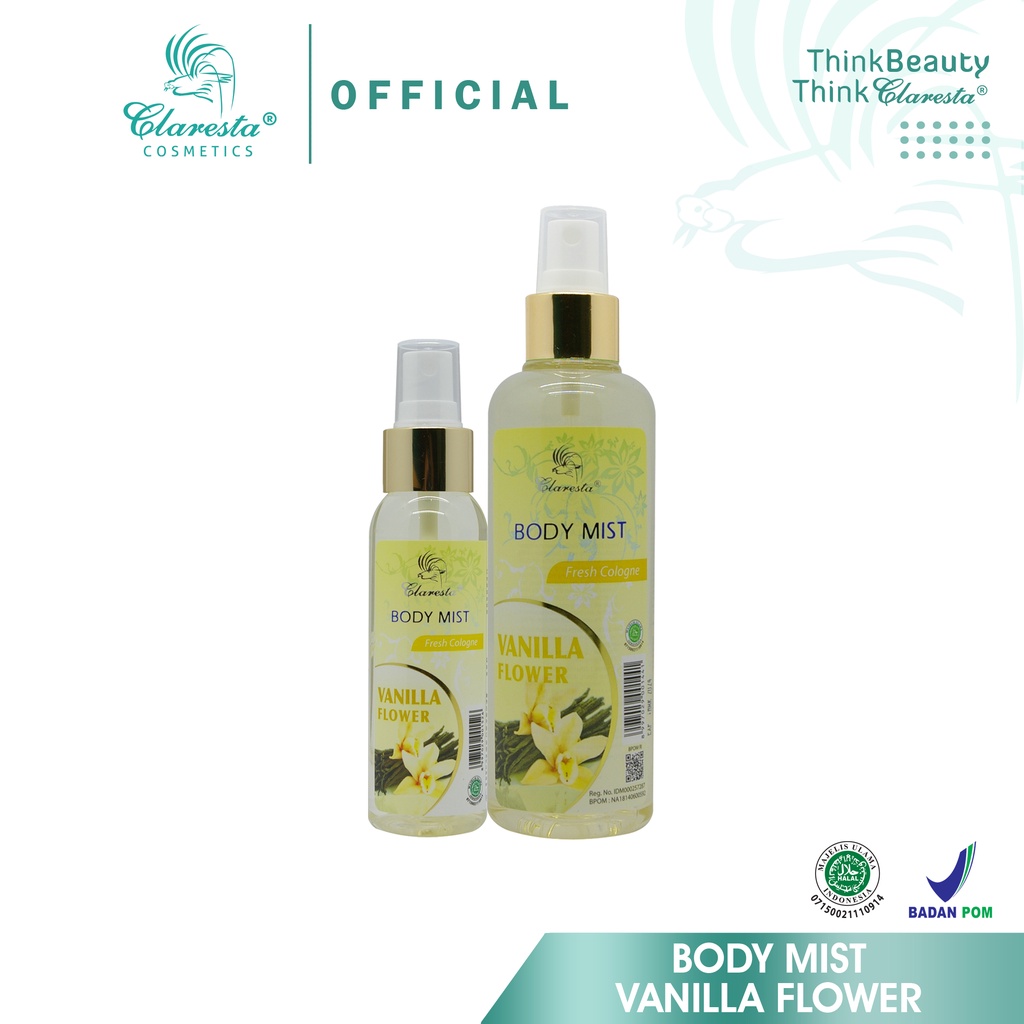 Jual Claresta Body Mist Vanilla Flower Fresh Cologne 100/200 ml ...