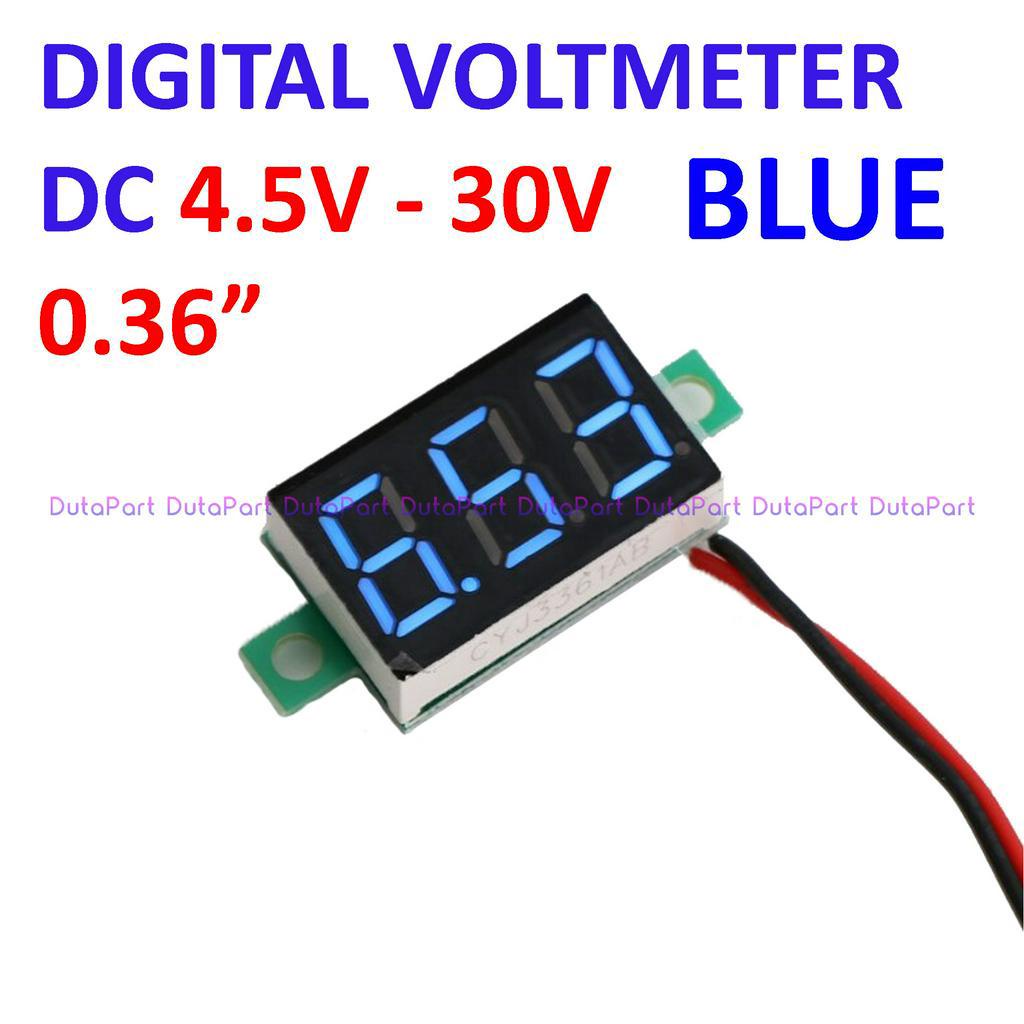 Jual Digital Voltmeter DC 4.5V-30V 0.36" Biru 2 Wire Tanpa Frame Volt ...