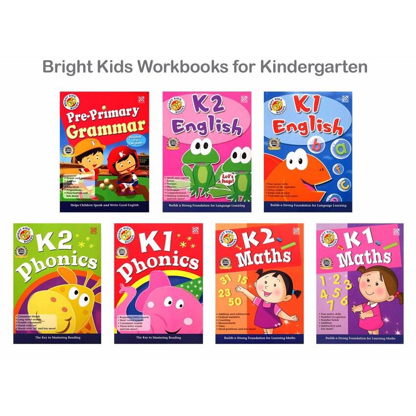 Jual BRIGHT KIDS ENGLISH MATHS PHONICS WORKBOOK FOR KINDERGARTEN - PRE ...