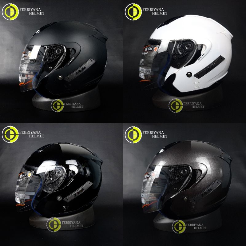 Jual HELM INK METRO 2 SOLID BLACK MATT | HALFFACE DOUBLE VISOR INK ...