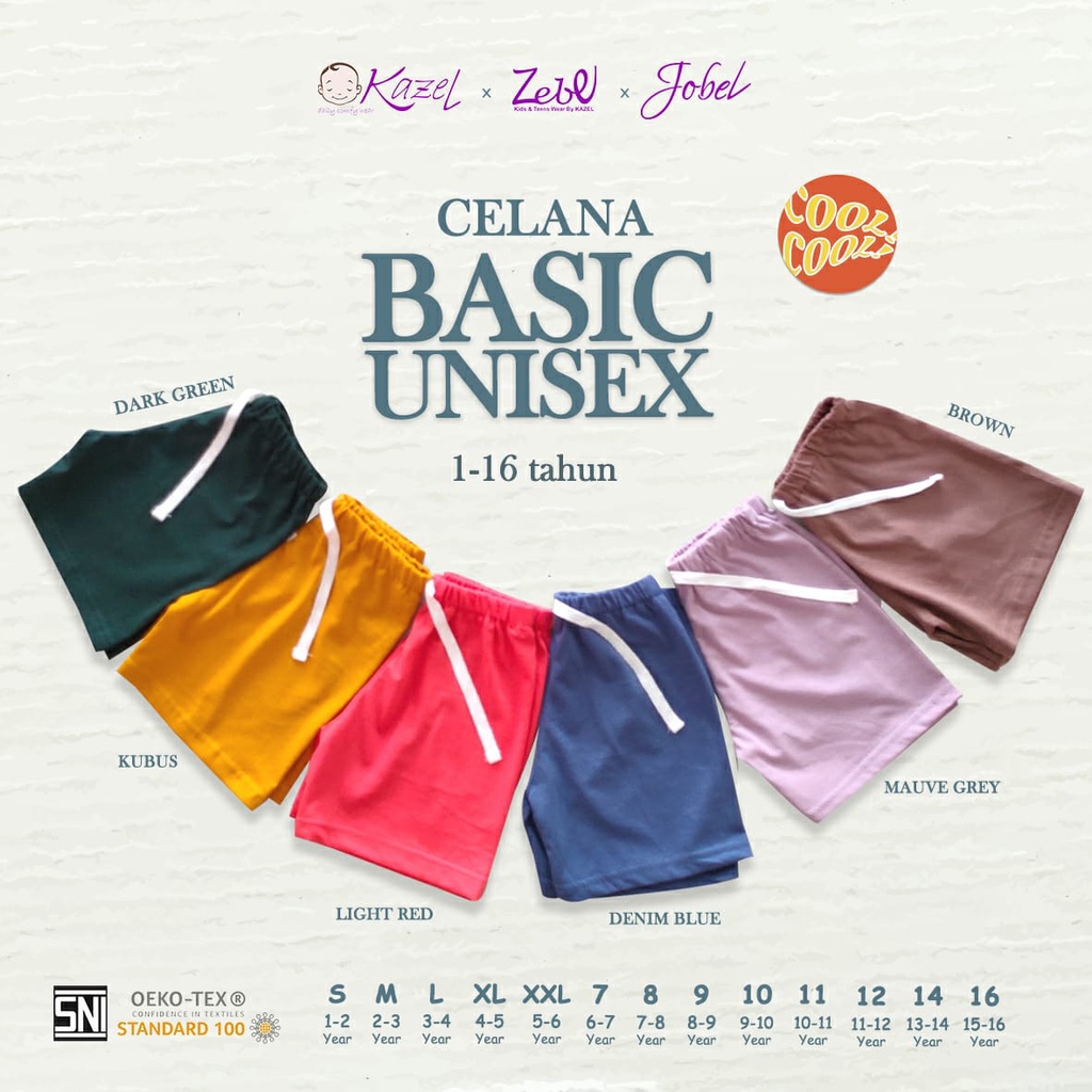 Jual Jobel x Zebe Basic Short Unisex (1 sd 16 tahun) | Shopee Indonesia