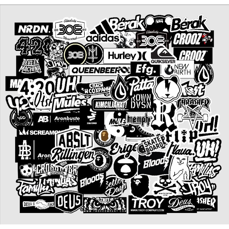 Jual Stiker brand distro paket 25 pcs sticker murah anti air striping ...