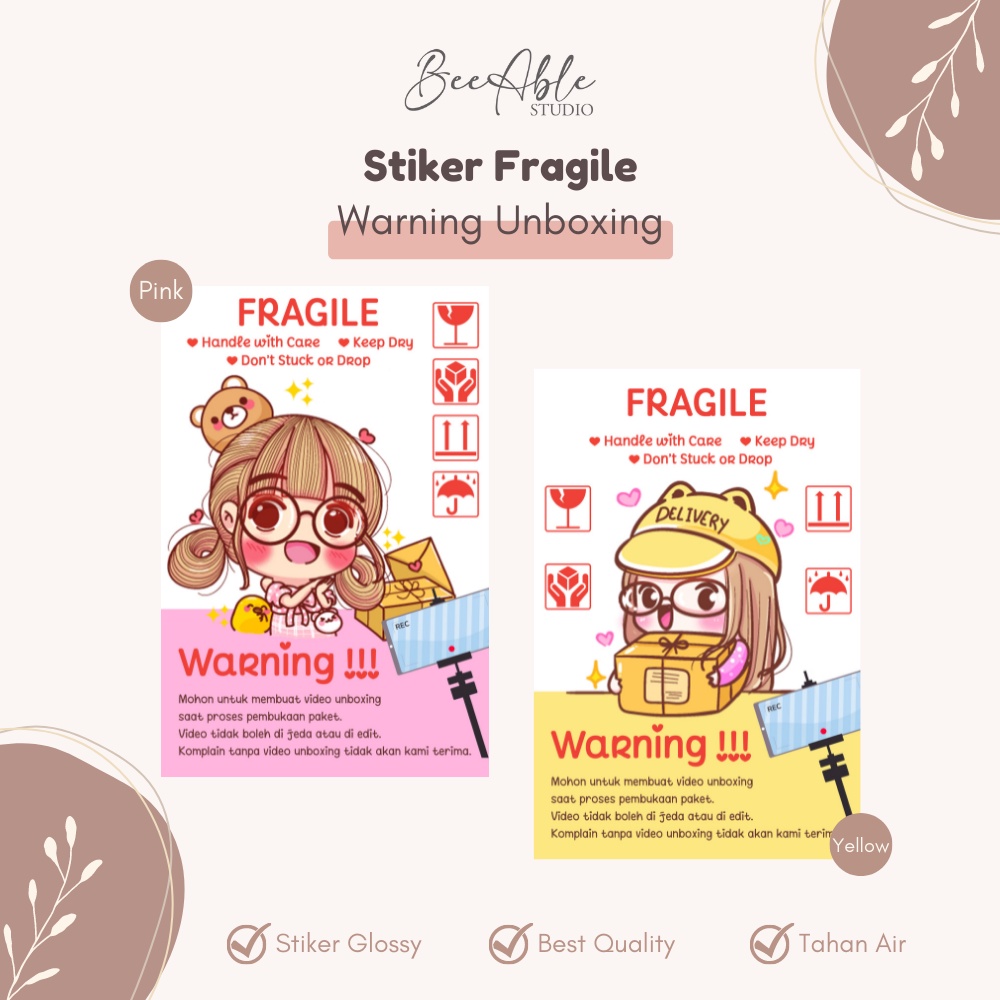 Jual Sticker Fragile Stiker Warning Unboxing Kecil Cute Online Shop ...