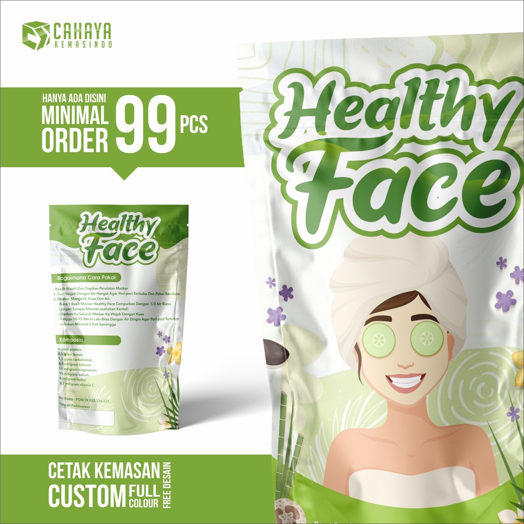 Jual Kemasan Standing Pouch Facial Mask Kemasan Masker Wajah Desain ...