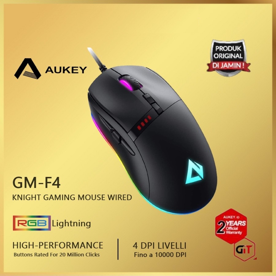 Jual Aukey GM-F4 Knight Gaming Mouse RGB Wired with 10000 DPI GMF4 F4 ...