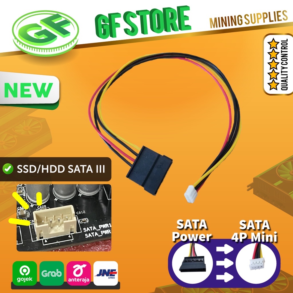 Jual Kabel Power SATA to SATA Mini 4 Pin SSD HDD ⚡Motherboard Riserless | Shopee Indonesia
