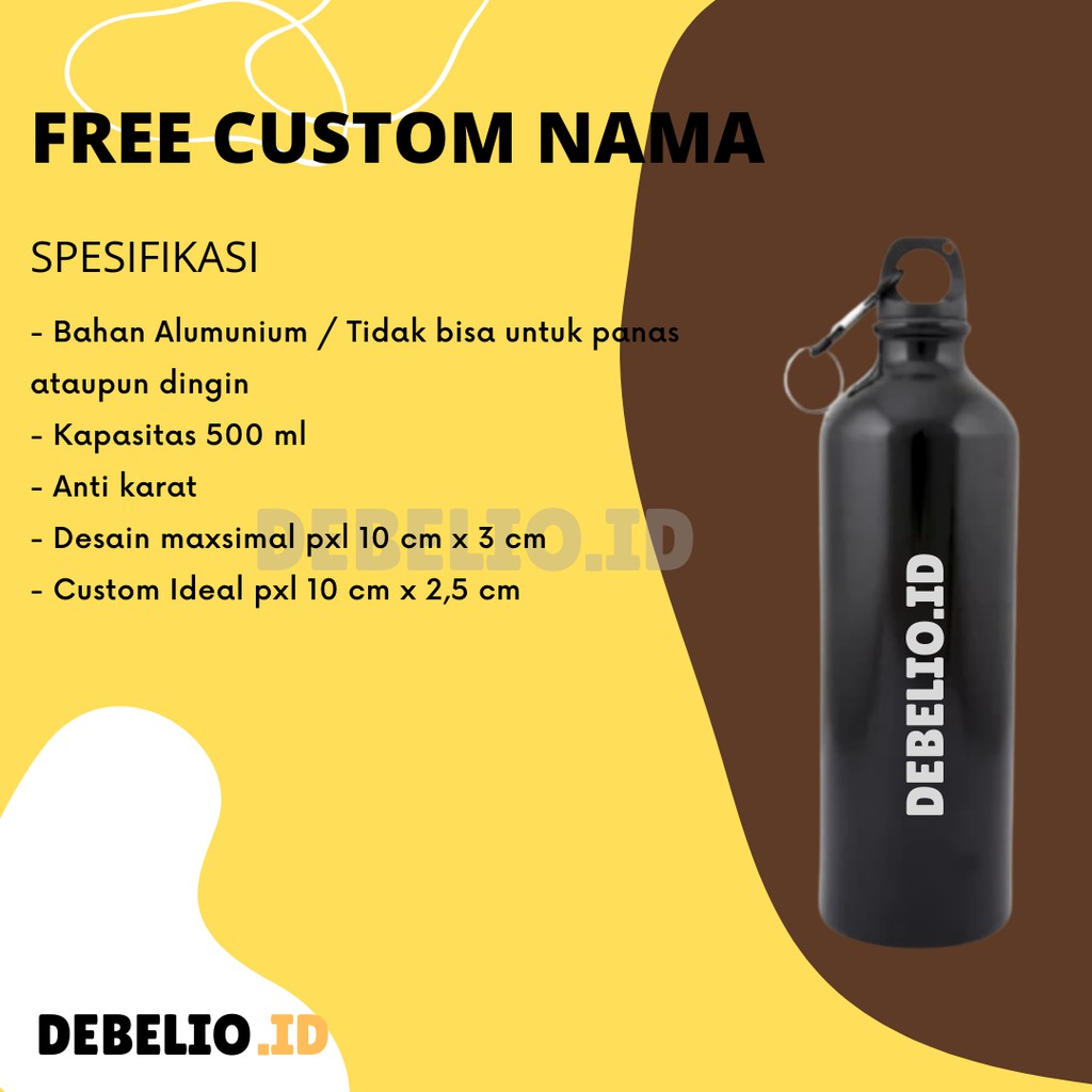 Jual Botol Sport Alumunium Custom Nama Laser Grafir 500 ml | Shopee ...