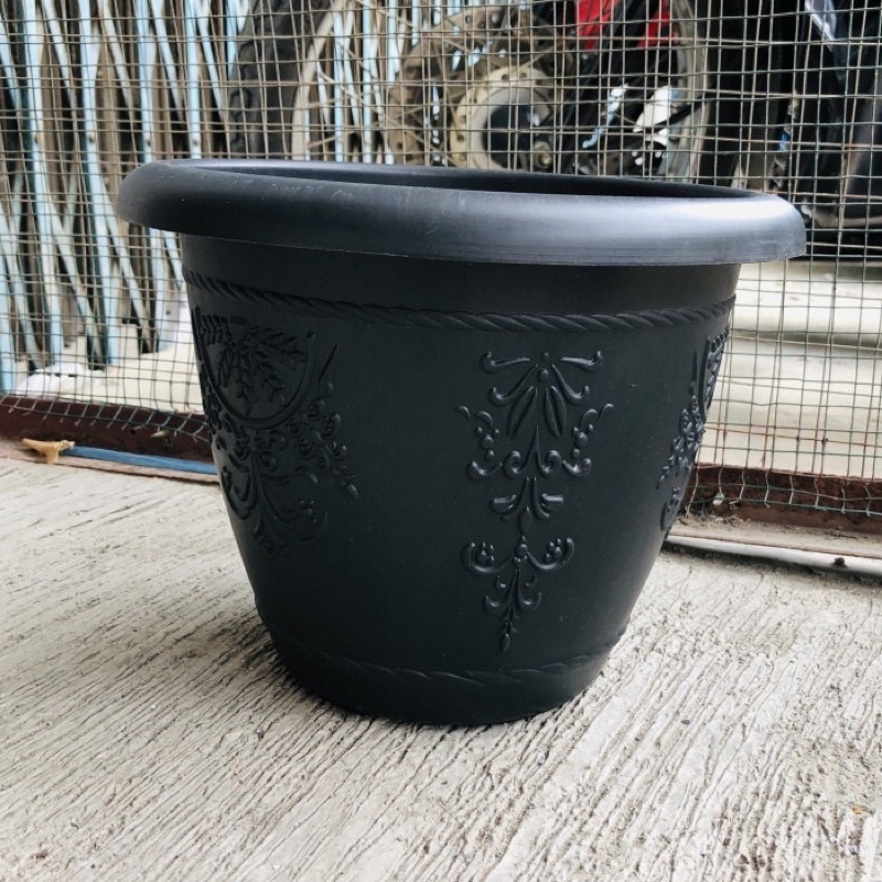 Jual Pot bunga plastik corak Flora 25 Hitam | Shopee Indonesia