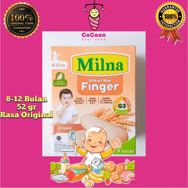 Jual Snack Camilan Biskuit Bayi Milna Finger Original 52 g | Shopee ...