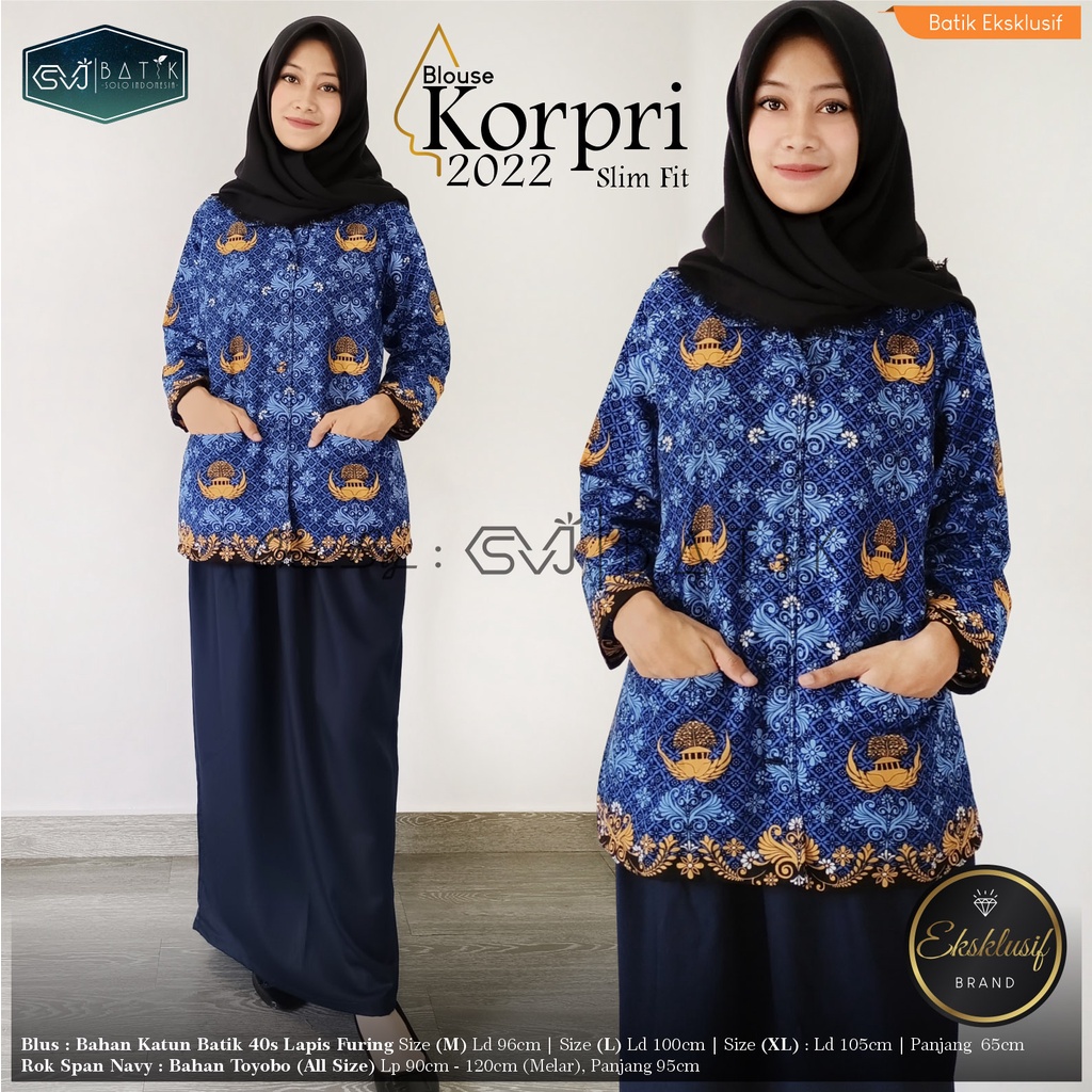 Jual KORPRI TERBARU 2022 WANITA FURING SEMI TUNIK BLOUSE ADEM LEMBUT SERAGAMAN BATIK KERJA ...