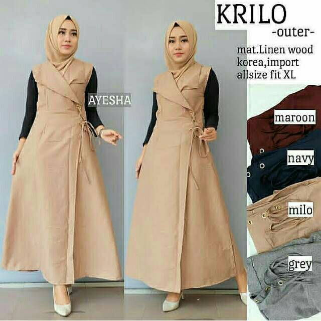 Jual Ayesha outer/vest maxi/vest panjang muslim/vest long outer/outer ...