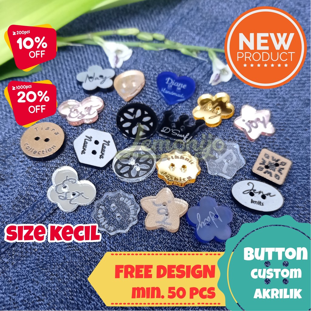 Jual Kancing Hias Custom Akrilik Size Kecil 1.5 cm - 2.2 cm | Shopee ...